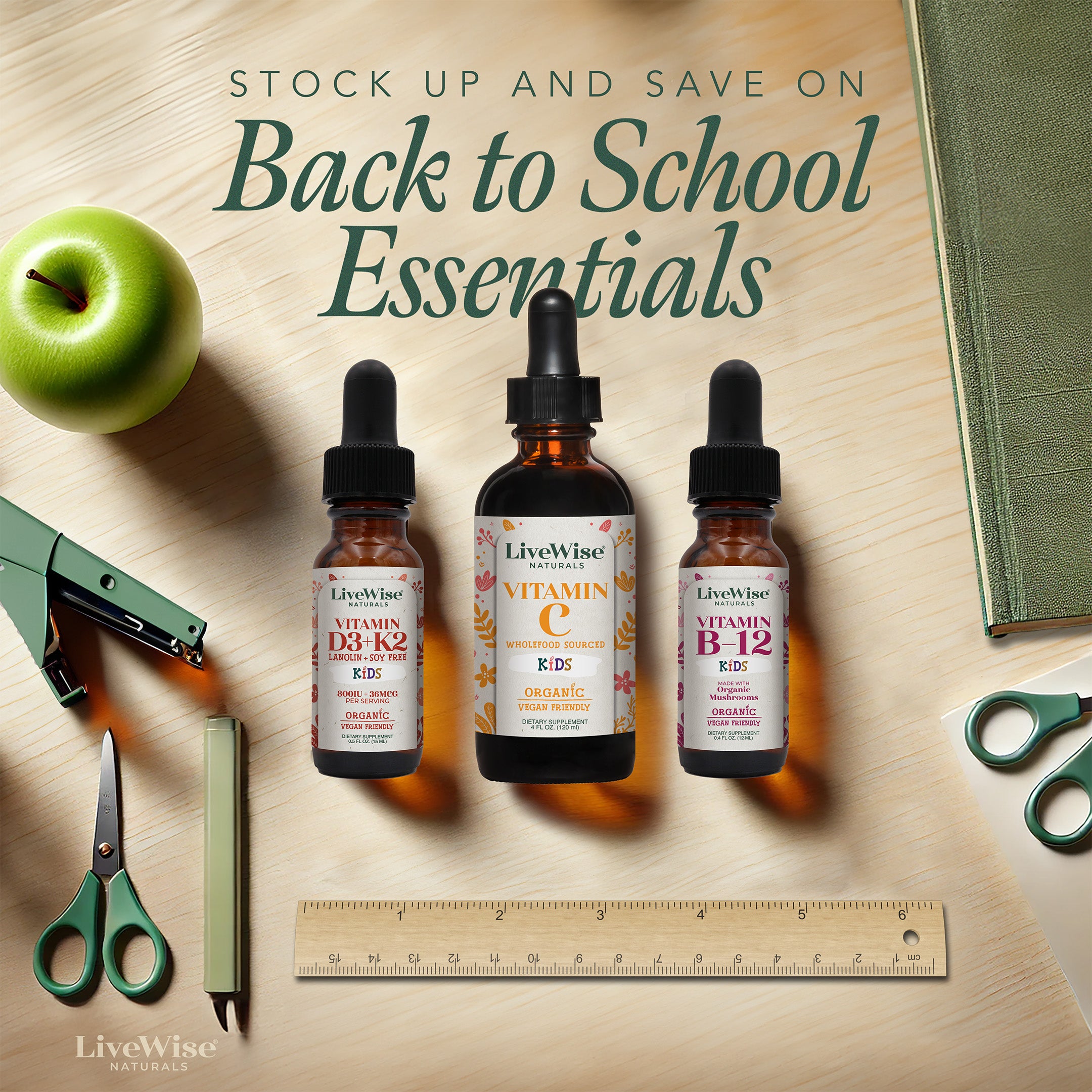 Back to School Bundle – Vitamin D3+K2, B12 & Vitamin C Immune & Brain ...