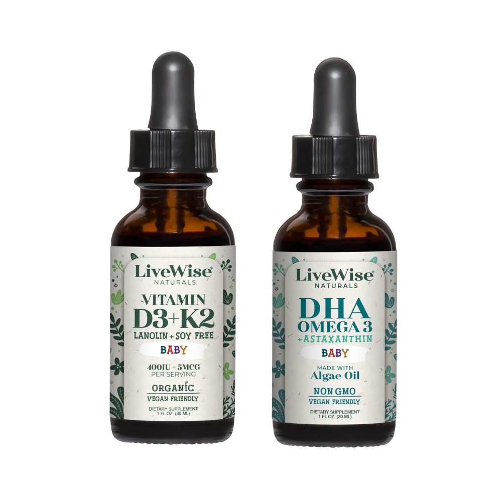 Baby Duo – Vitamin D3+K2 & DHA Omega-3 Drops for Infant Bone, Brain ...