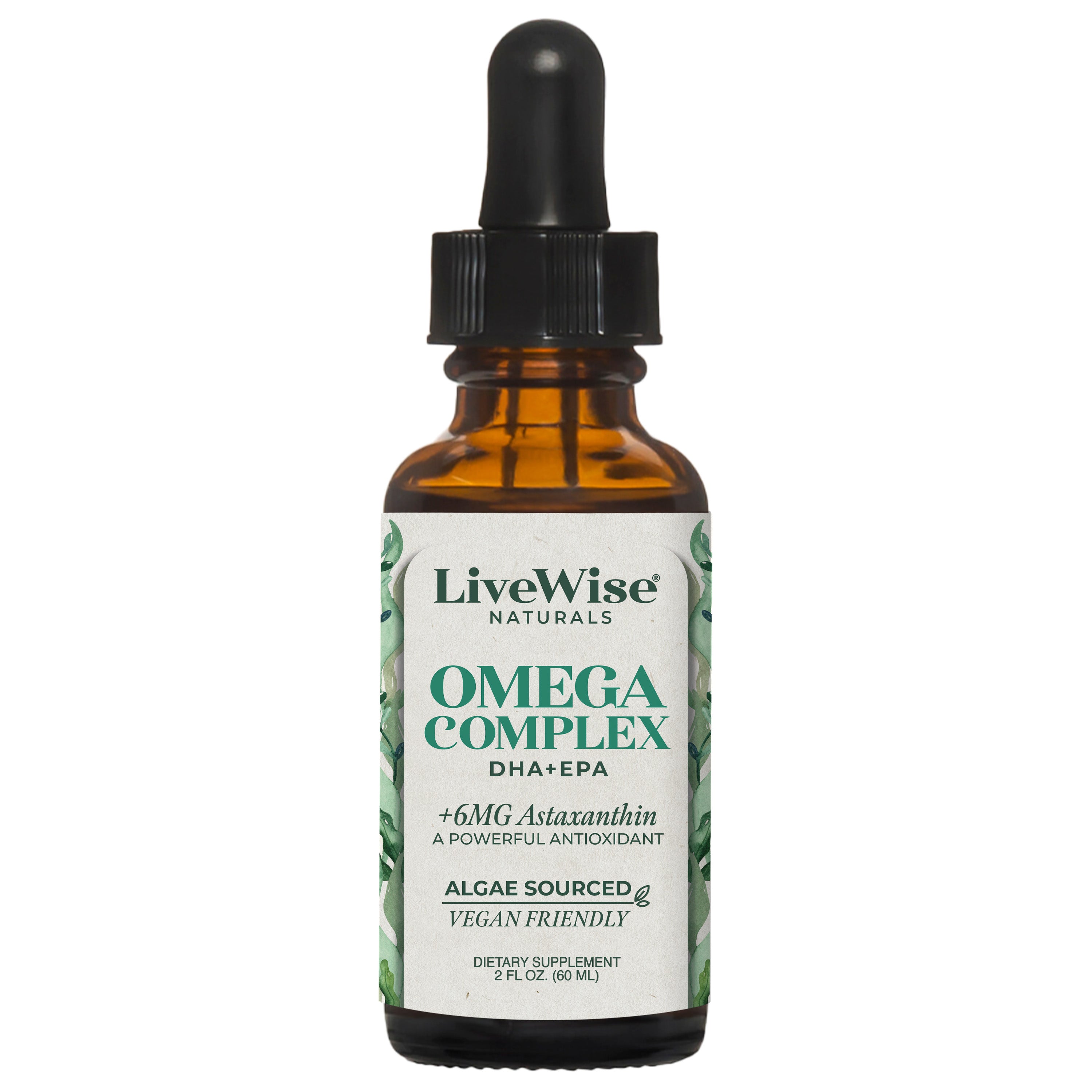 Omega Complex Liquid Drops – Plant-Based DHA & EPA for Brain, Heart ...